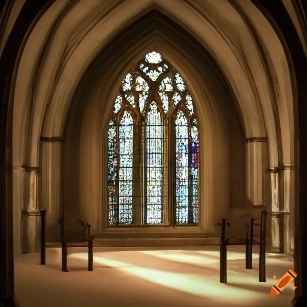 Gothic window inside a church on Craiyon