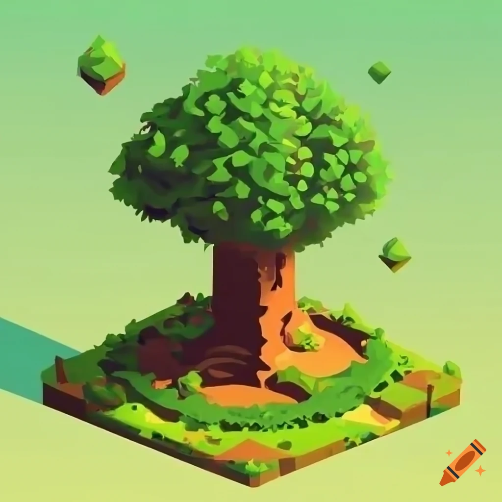 Isometric tree animation sprite sheet on Craiyon