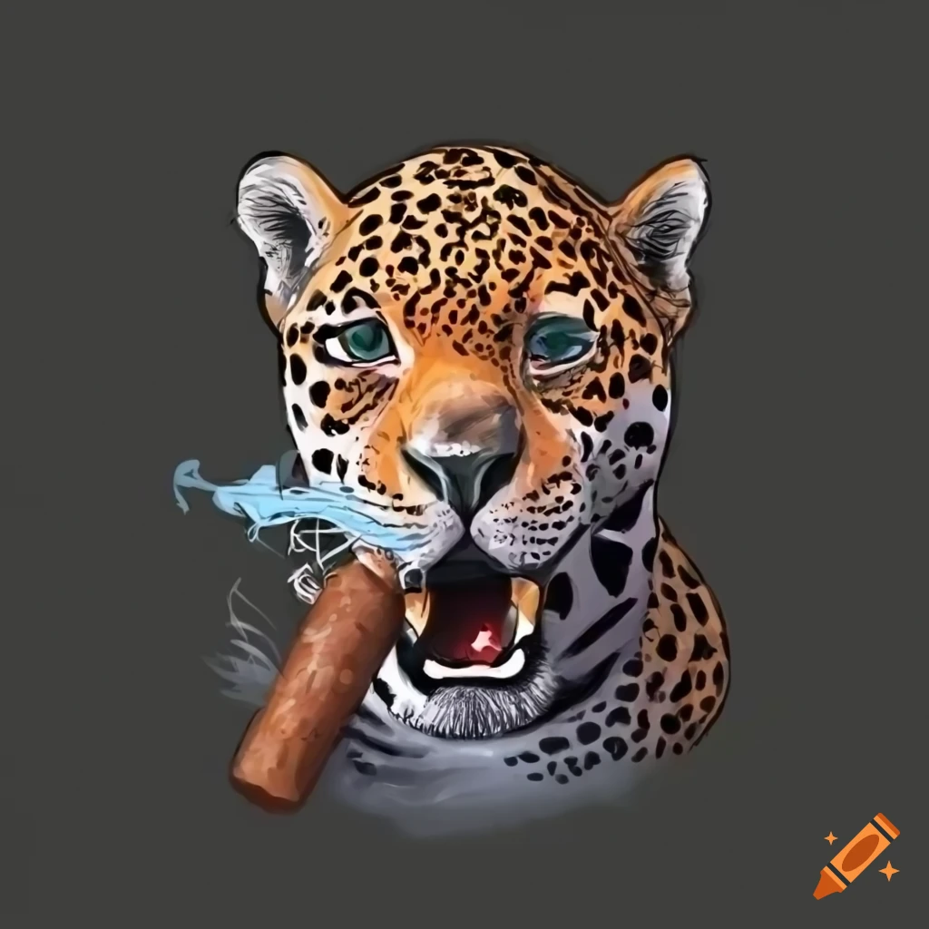 Jaguar smoking a cigar on Craiyon