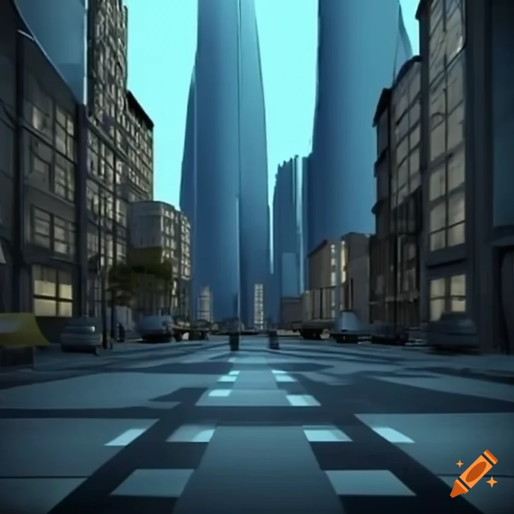 Low-budget 3d cgi cityscape on Craiyon