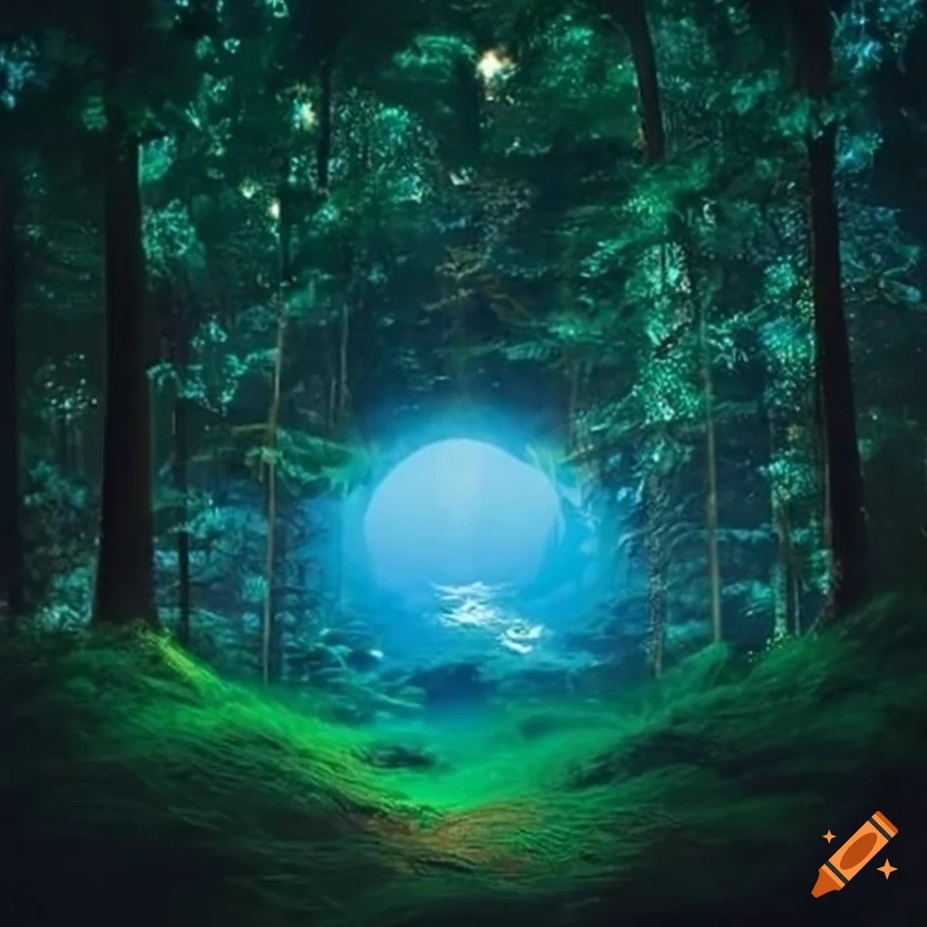 Floating halo in an enchanted forest on Craiyon