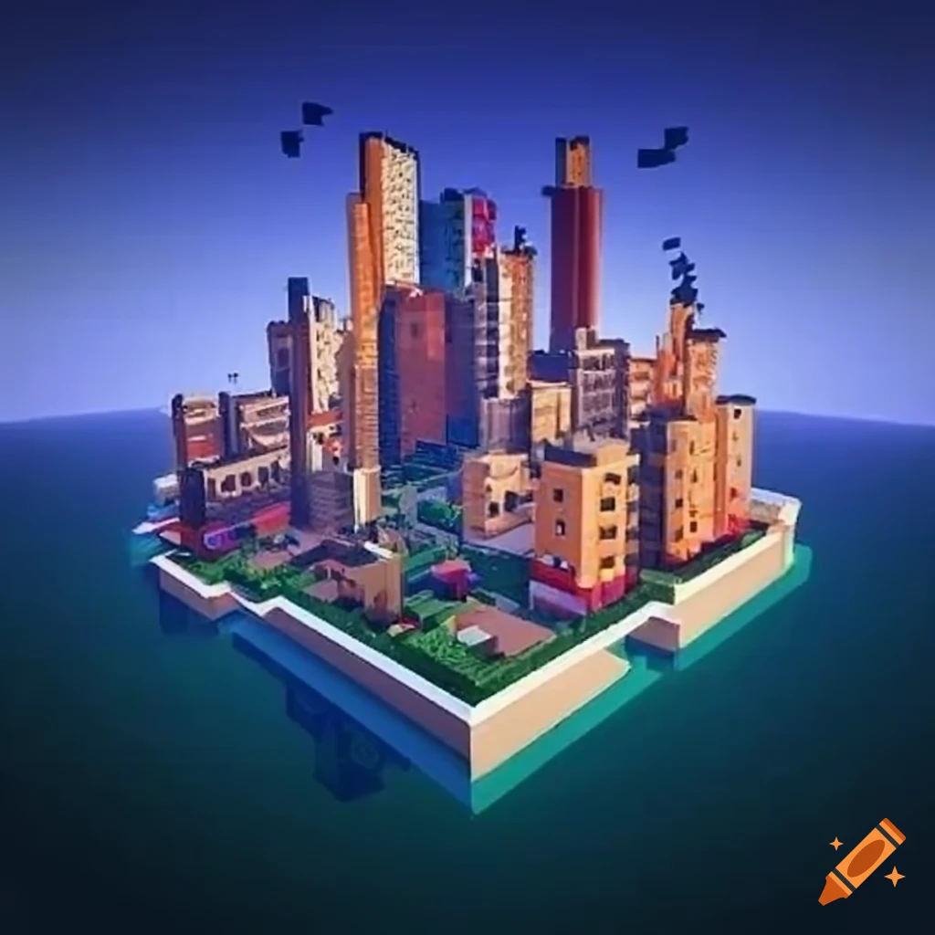 Logo representing a minecraft-style city on Craiyon