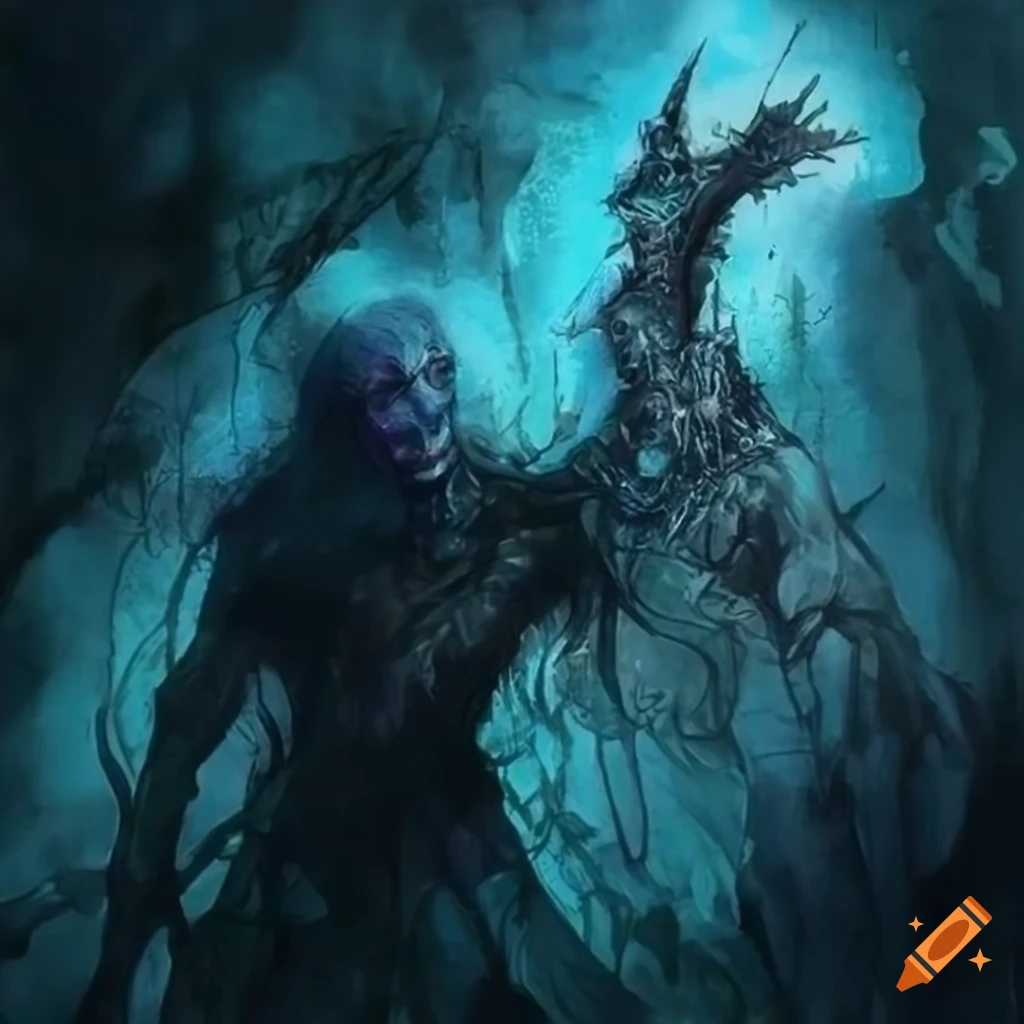 Dark fantasy art depicting fear and death in an icy setting on Craiyon