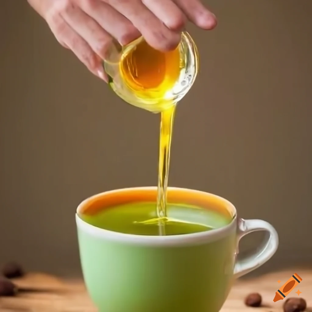 Maple syrup poured into green tea on Craiyon
