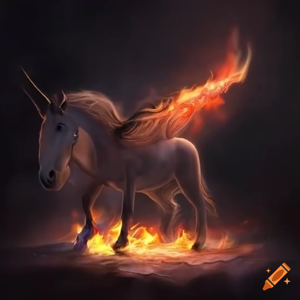 Unicorn in the rain attempting to start a fire on Craiyon