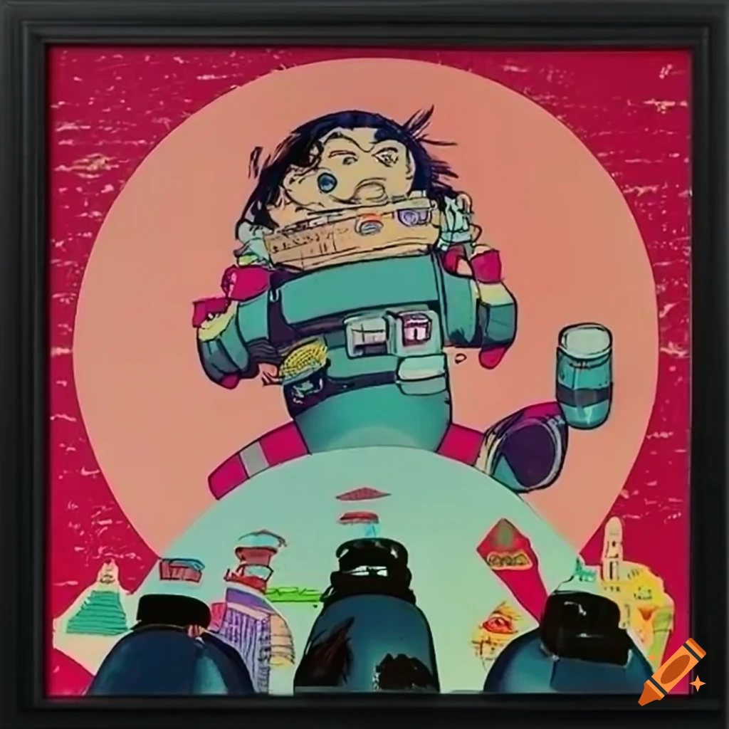 Vintage-inspired propaganda poster with a girl Robot from Dr. Slump in a leaping pose on Craiyon