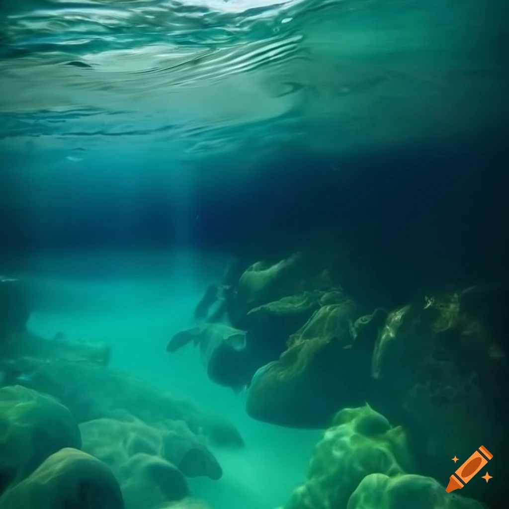 Split screen view of a stream in British Columbia above and underwater ...