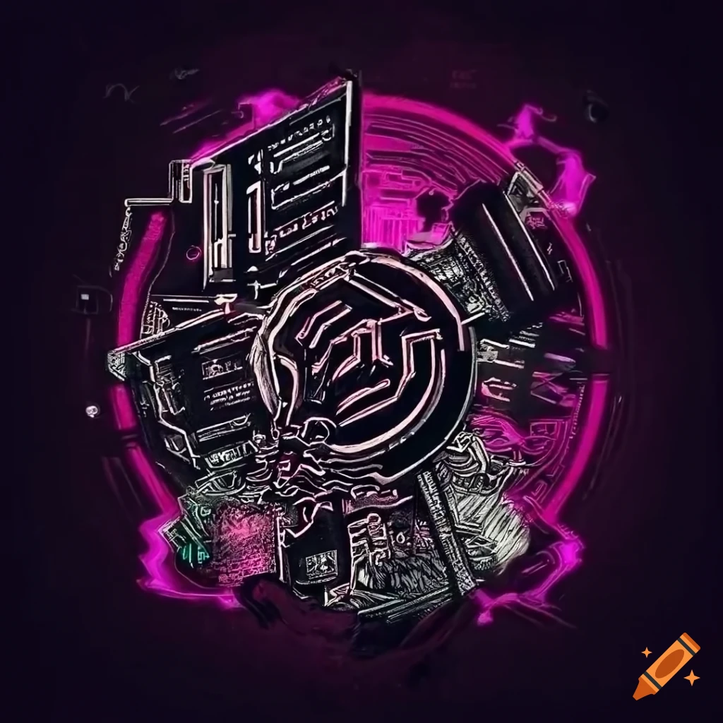 Black cyberpunk tattoo design with circuits and processors on Craiyon