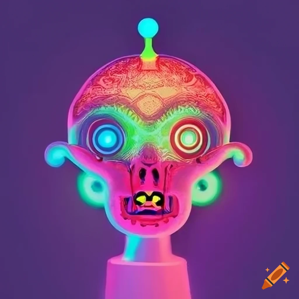 Esoteric surreal illustration blending classic and neon colors in a ...