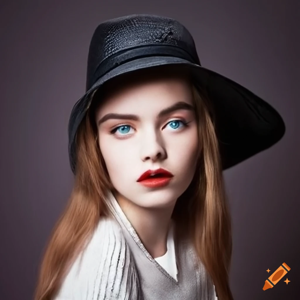 Girl wearing a big hat on Craiyon