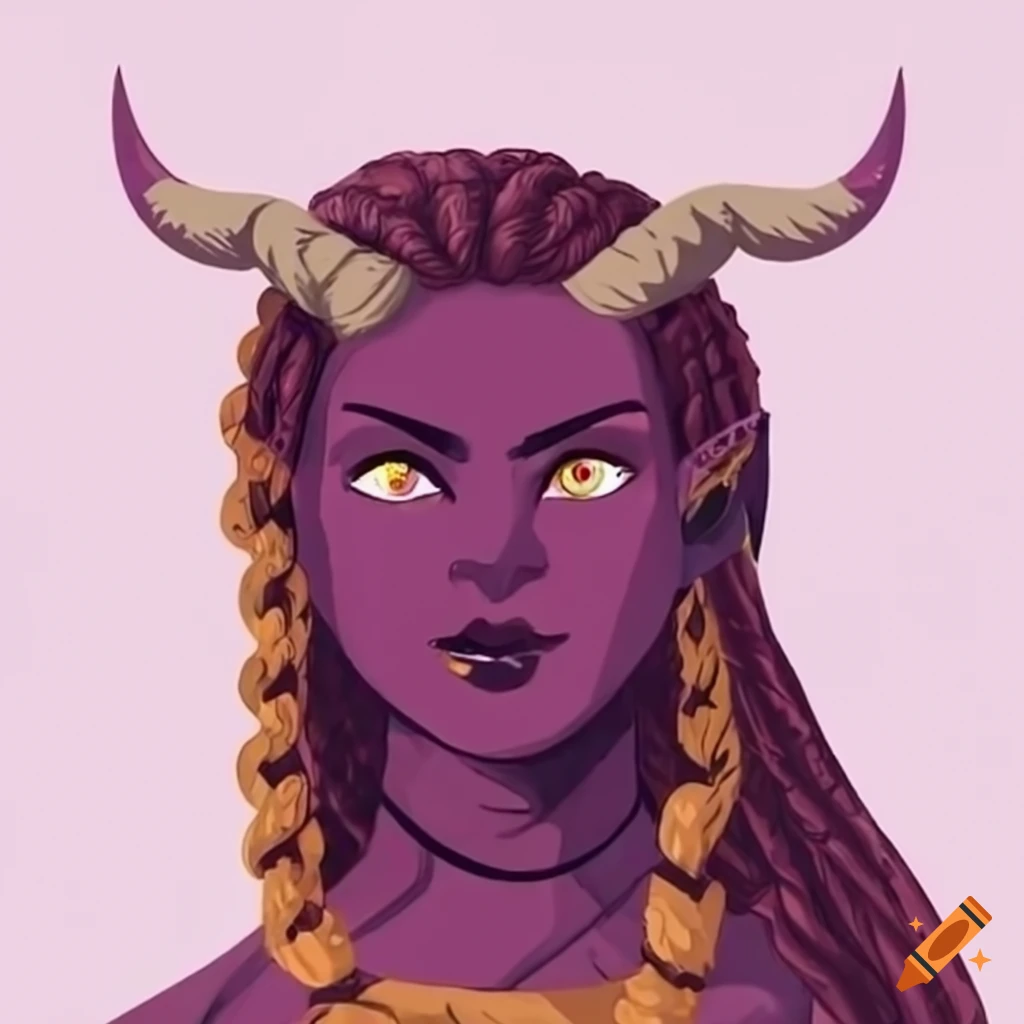 Transgender african tiefling warlock with long box braids on Craiyon