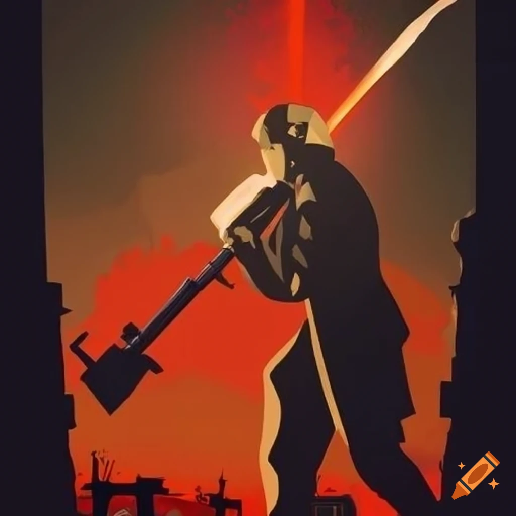 Stylized war propaganda poster on Craiyon
