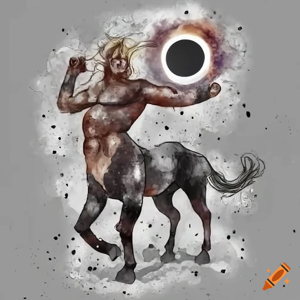 Powerful centaur with a gold belt under a solar eclipse on Craiyon