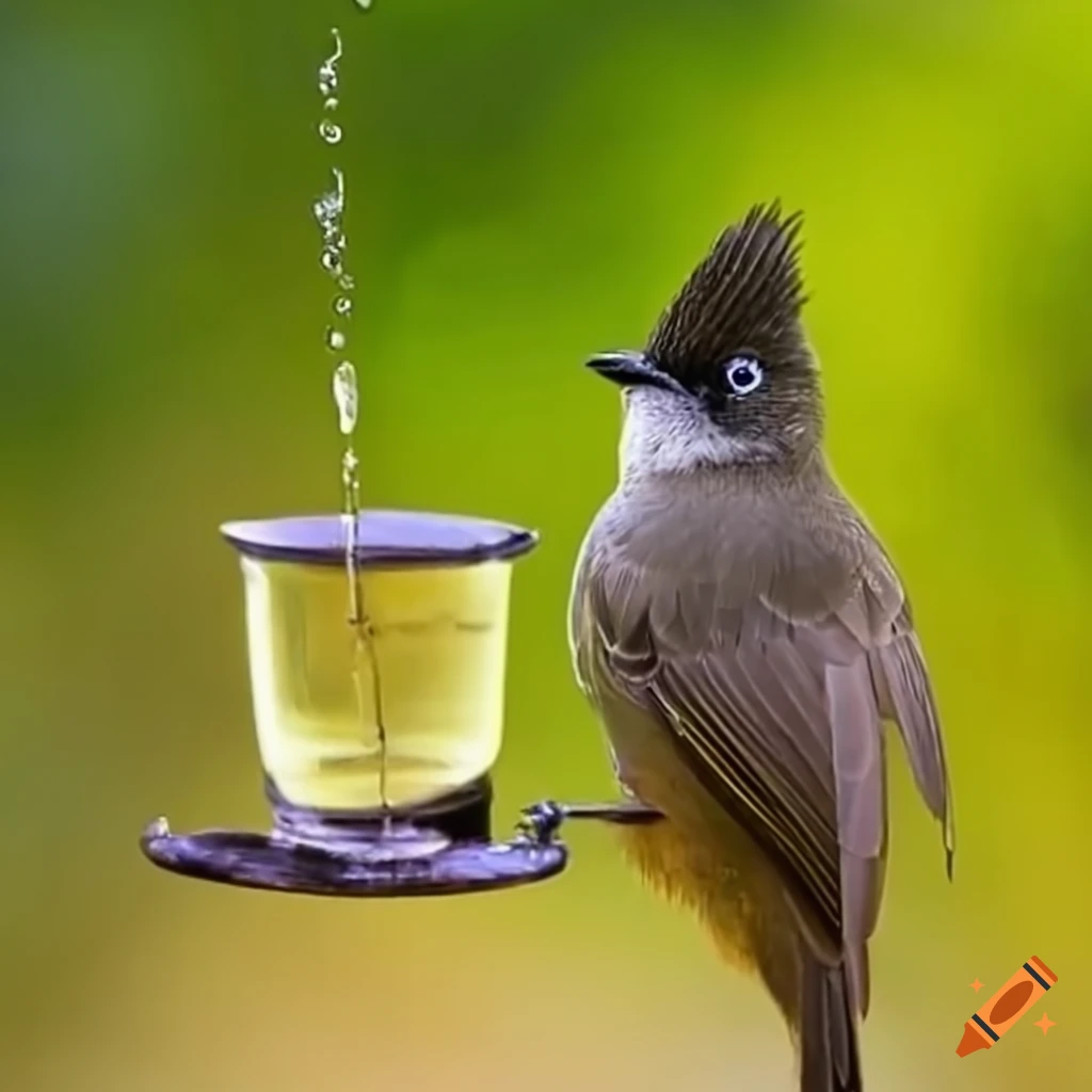 Bulbul bird drinking water on Craiyon