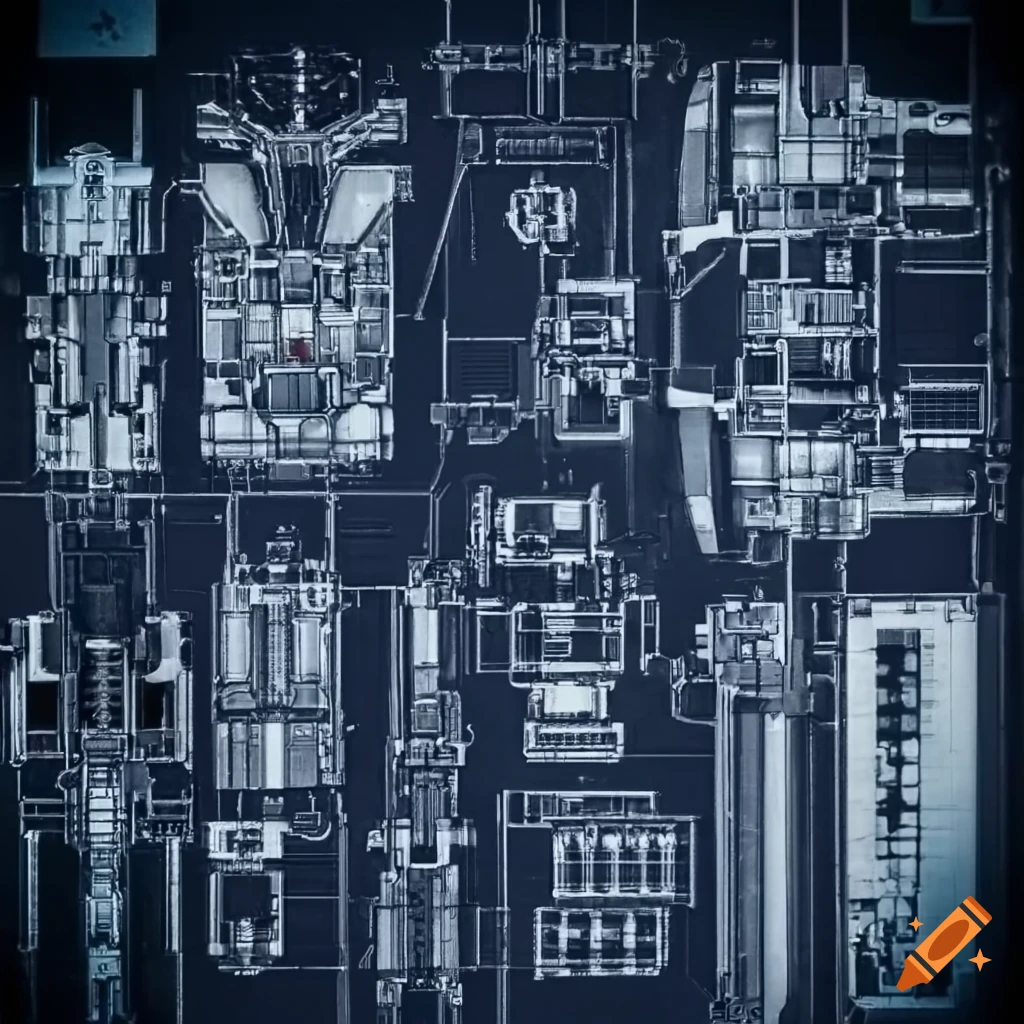 Detailed engineering blueprint of autobot components on Craiyon