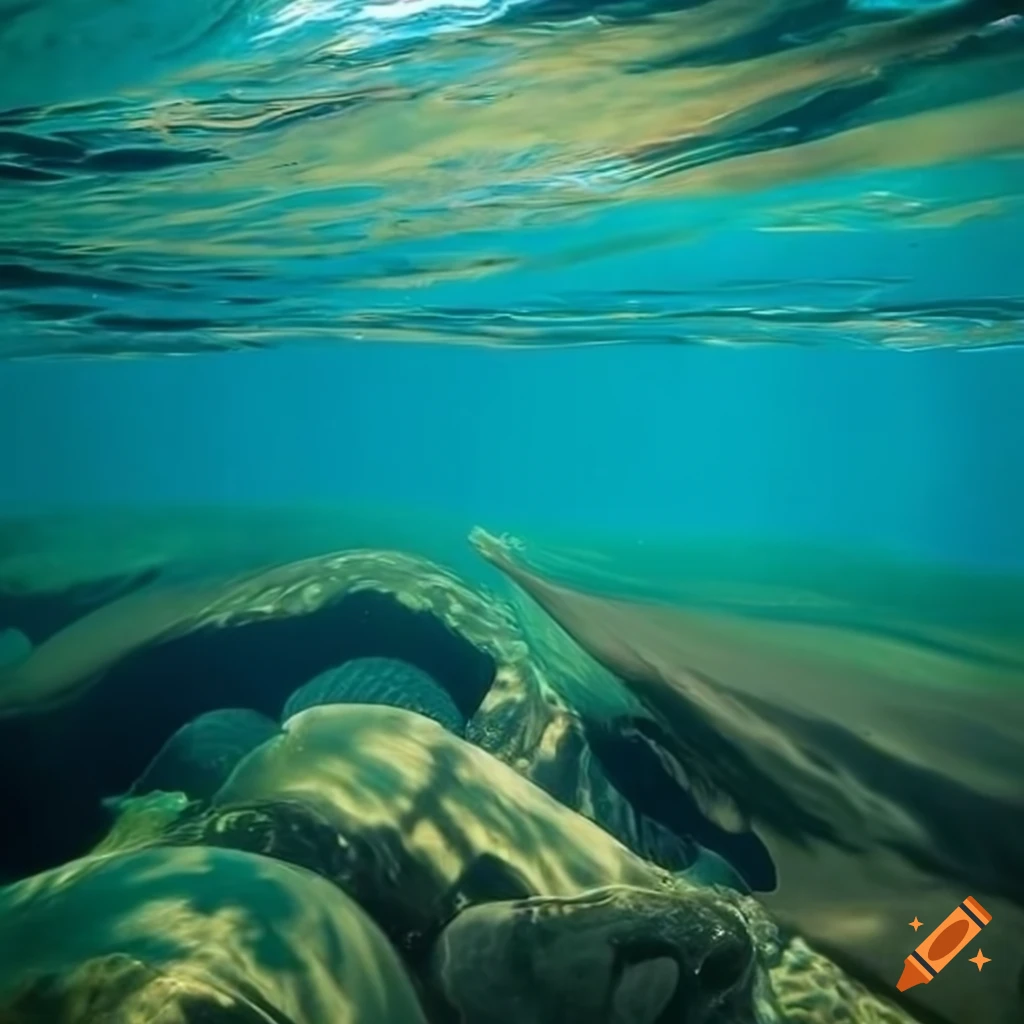 Split screen view of stream in British Columbia above and underwater ...