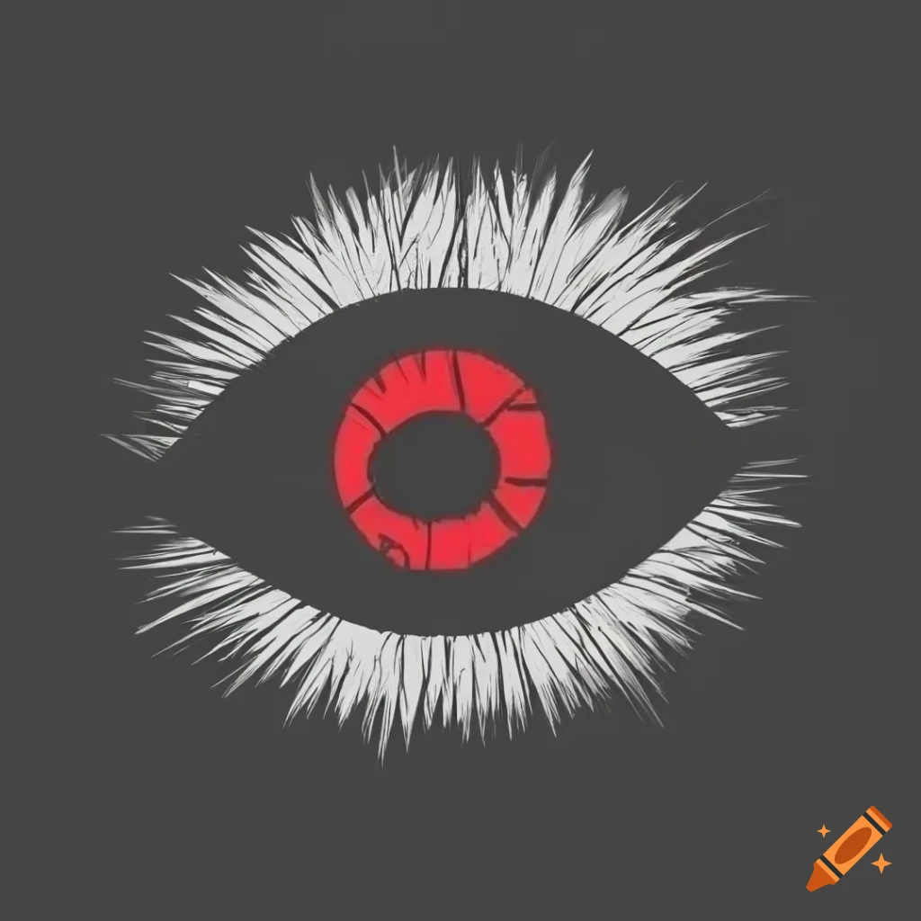 Red sclera singular eye with black background on Craiyon