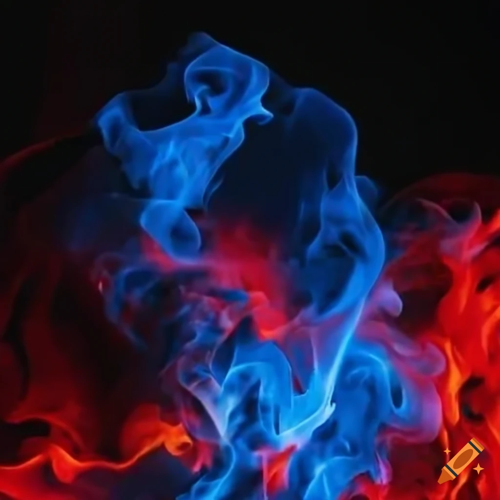 Red and blue fire in a battle on Craiyon