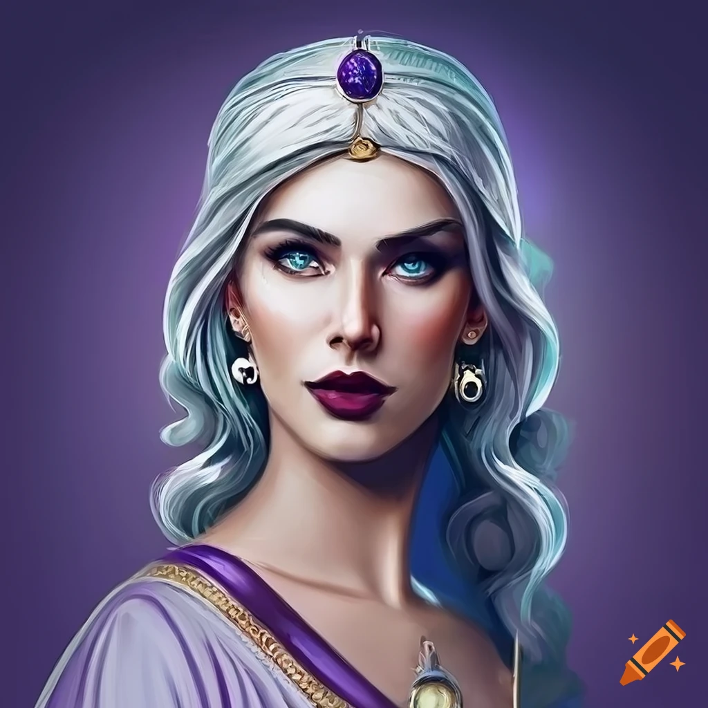 Beautiful lady with sharp features wearing an ancient Roman palla on ...