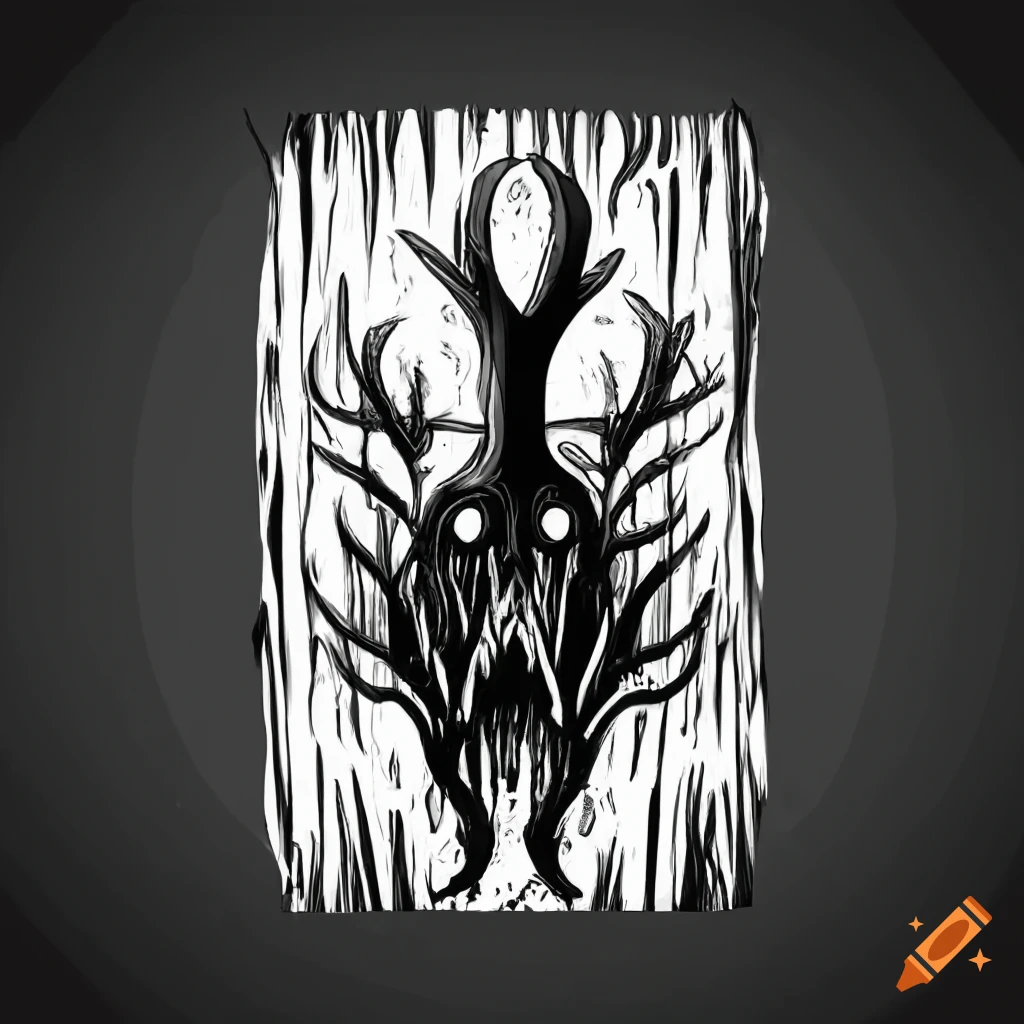 Swamp elemental card symbols in black and white on Craiyon