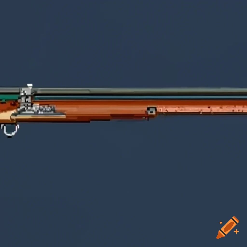 Pixel art of a detailed 1700's rifle on Craiyon