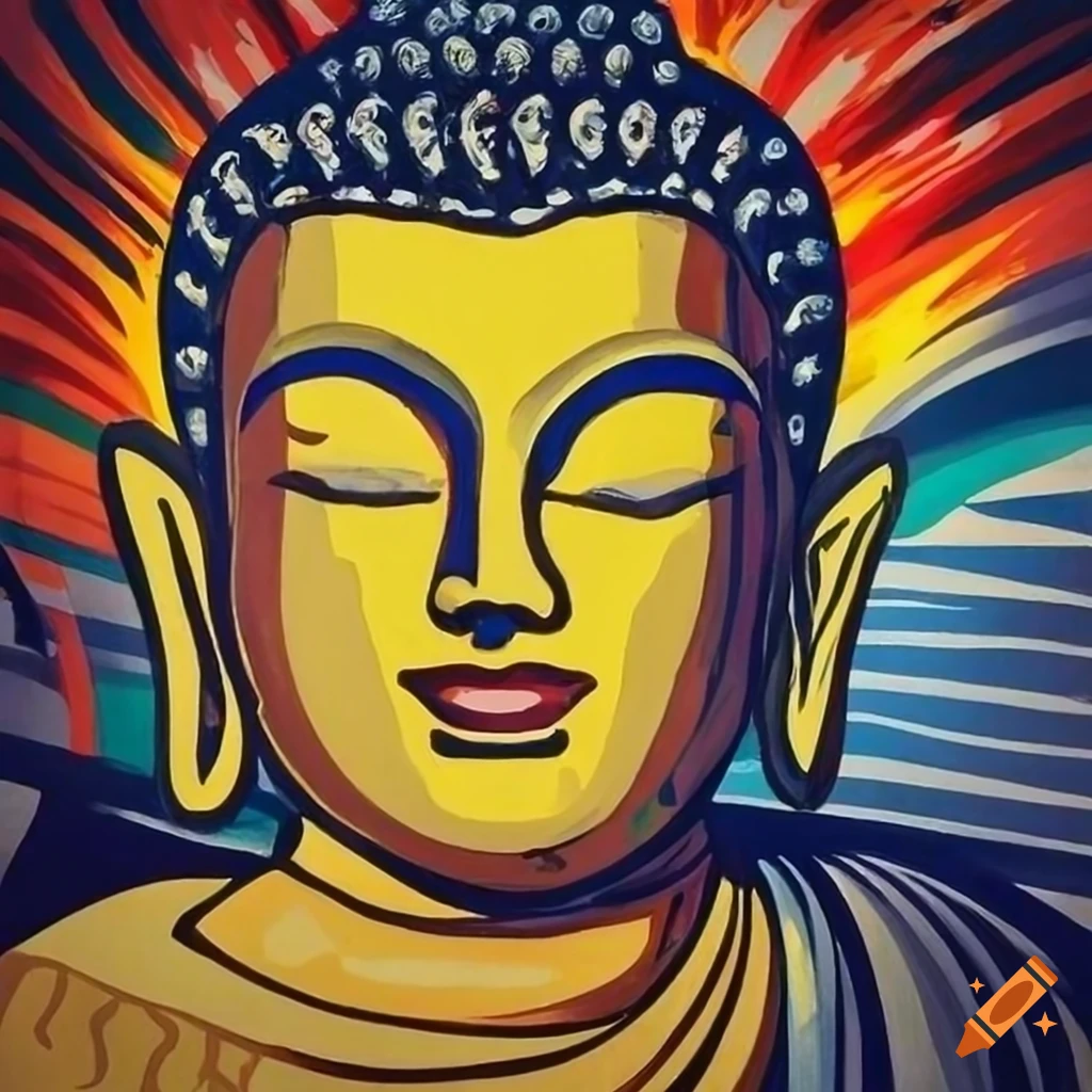 Portrait of Buddha in the style of Ray Lichtenstein on Craiyon