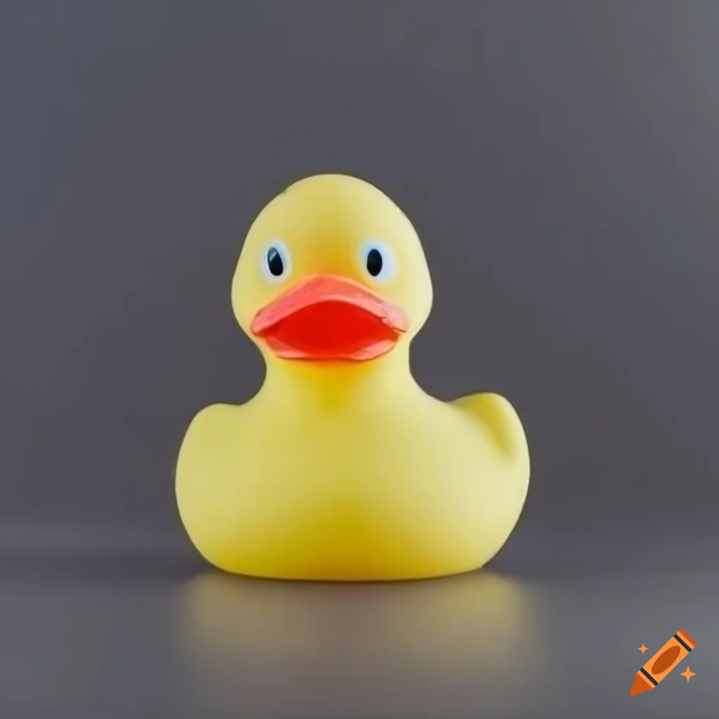Yellow rubber duck looking at the camera on black background on Craiyon