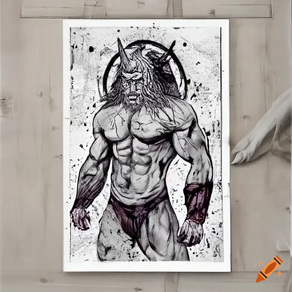 Norse god thor flexing powerful biceps on Craiyon