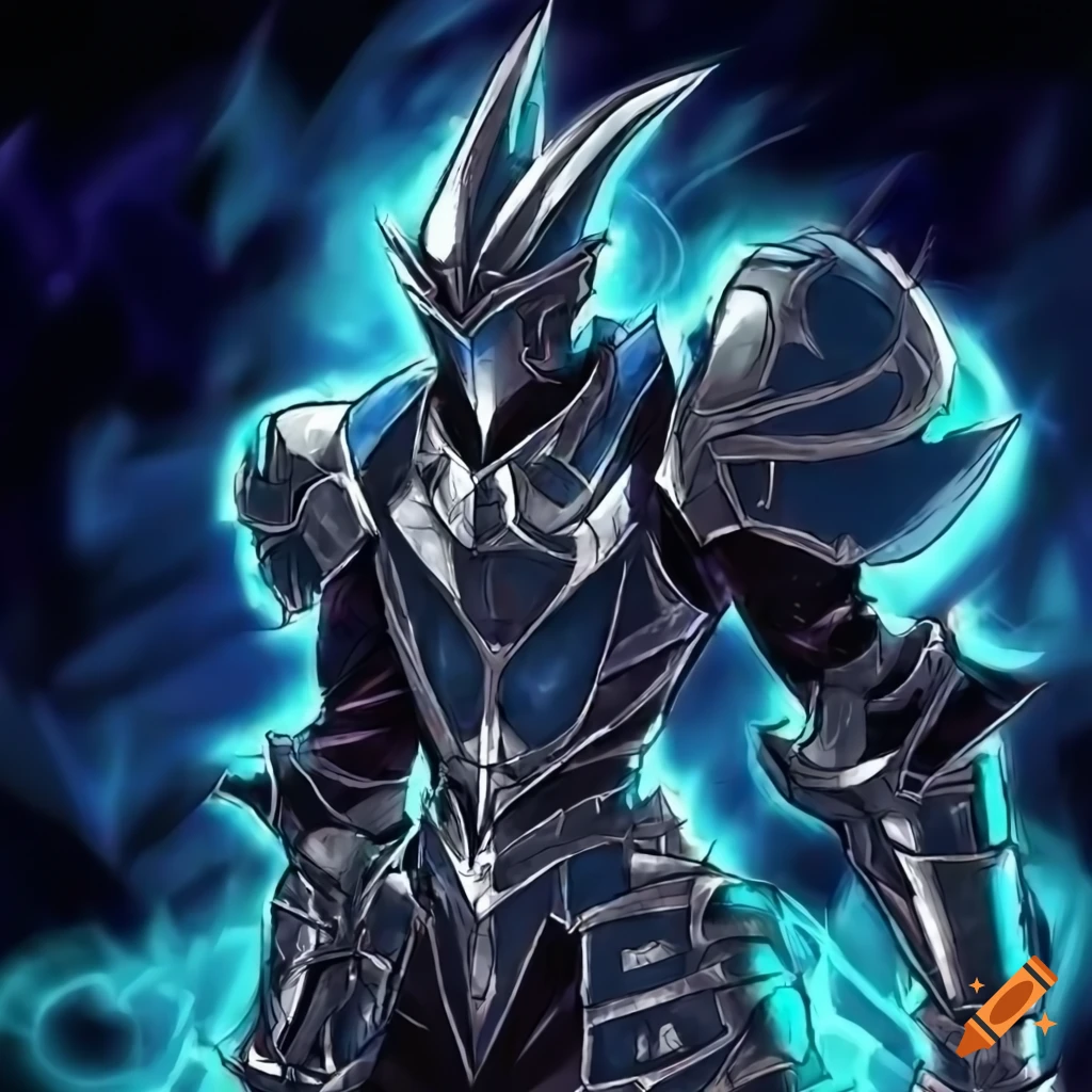 Ghostly suit of armor in yugioh art style on Craiyon