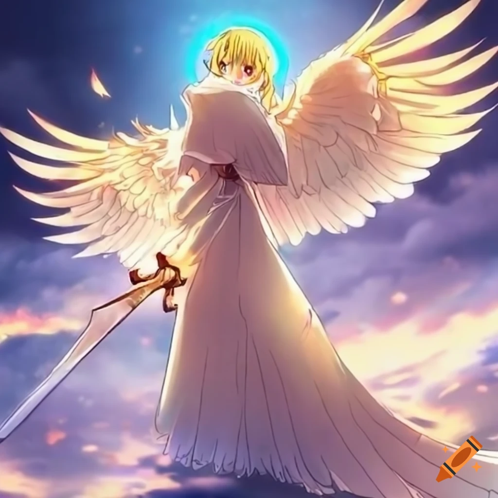Radiant guardian angel with holy sword on Craiyon