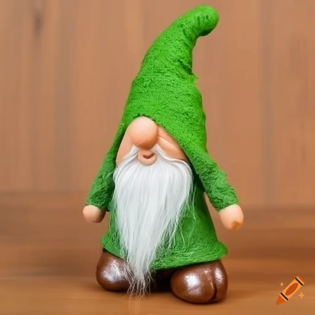 Ginger gnome in green clothes on Craiyon