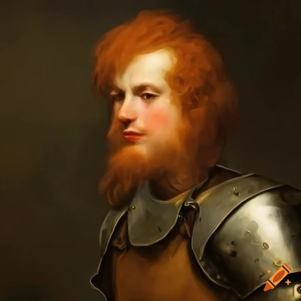 Portrait of a young man with ginger hair in knight armor on Craiyon