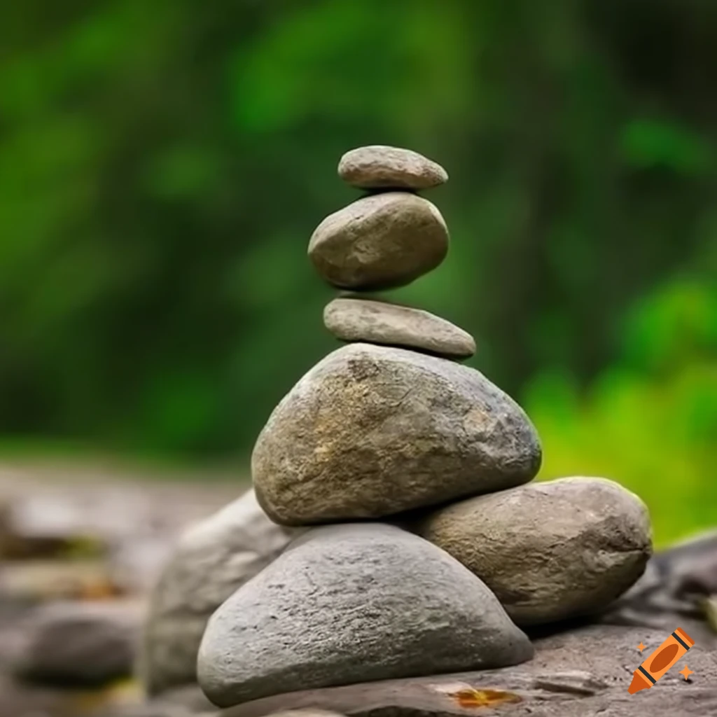 Duck-shaped rock cairn along a hiking trail on Craiyon
