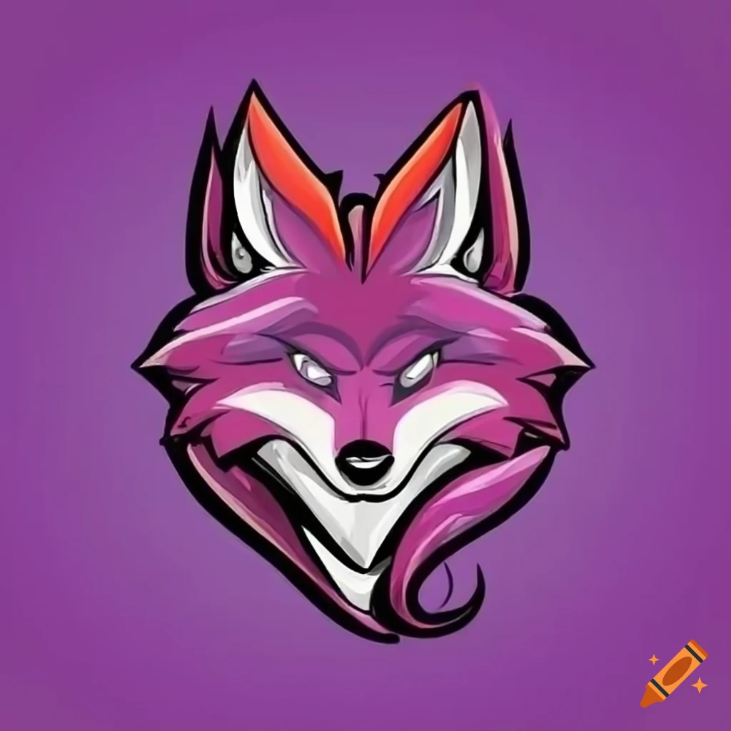 Red and purple fox mascot on Craiyon