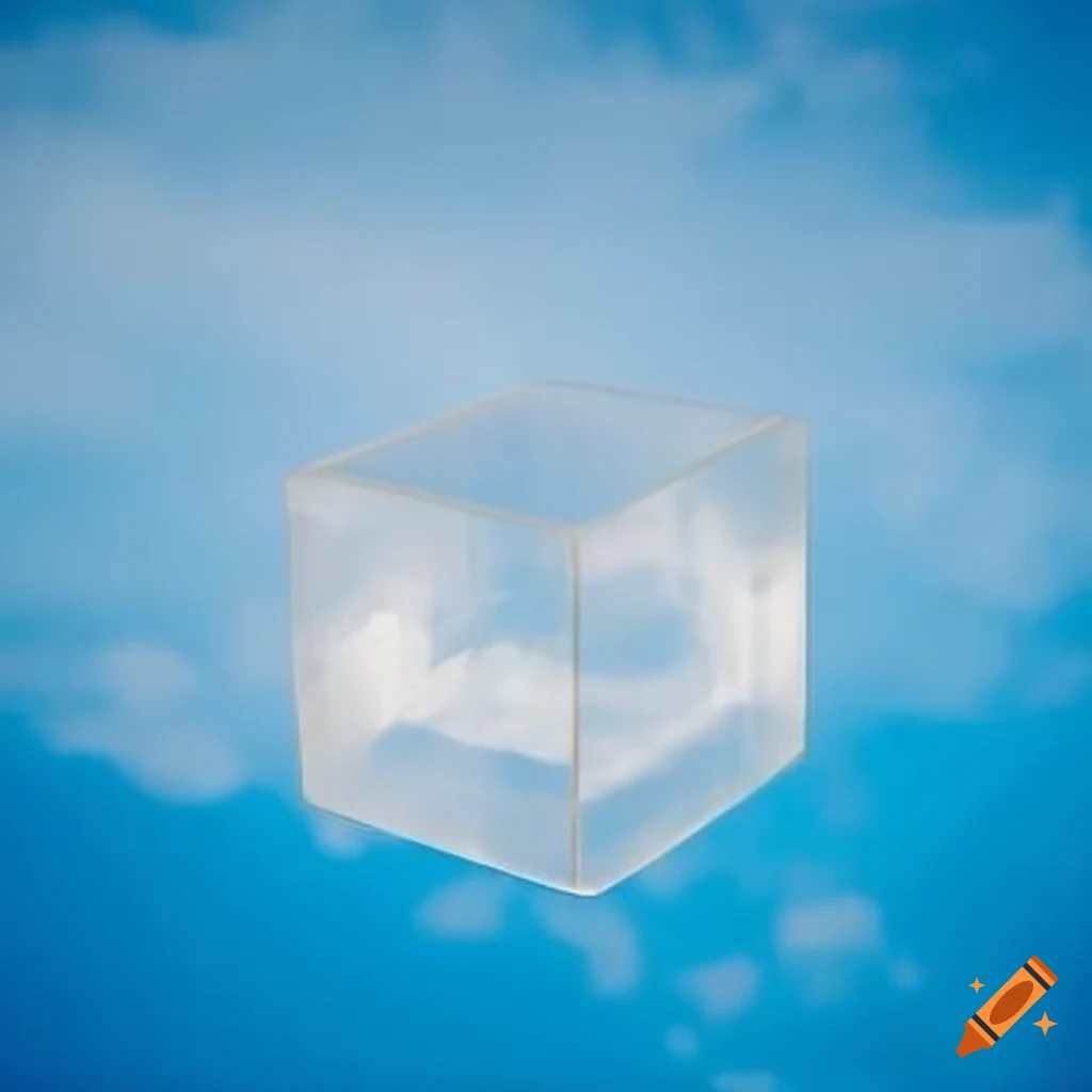Semi-clear cube in the sky on Craiyon