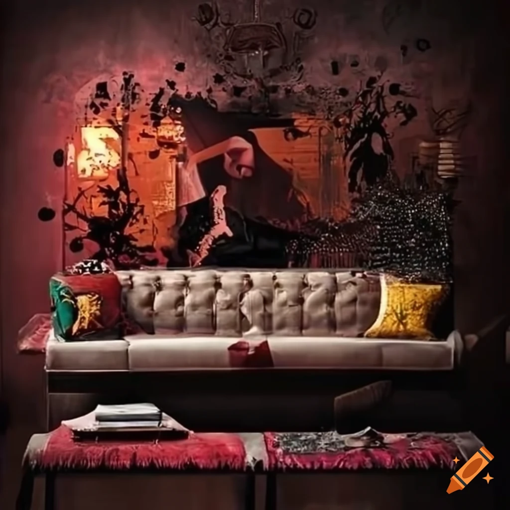 Punk decor in a living room on Craiyon