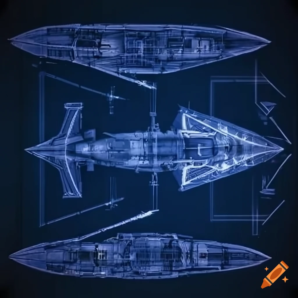 Blueprint of futuristic aerodynamic stealth fighter jet on Craiyon