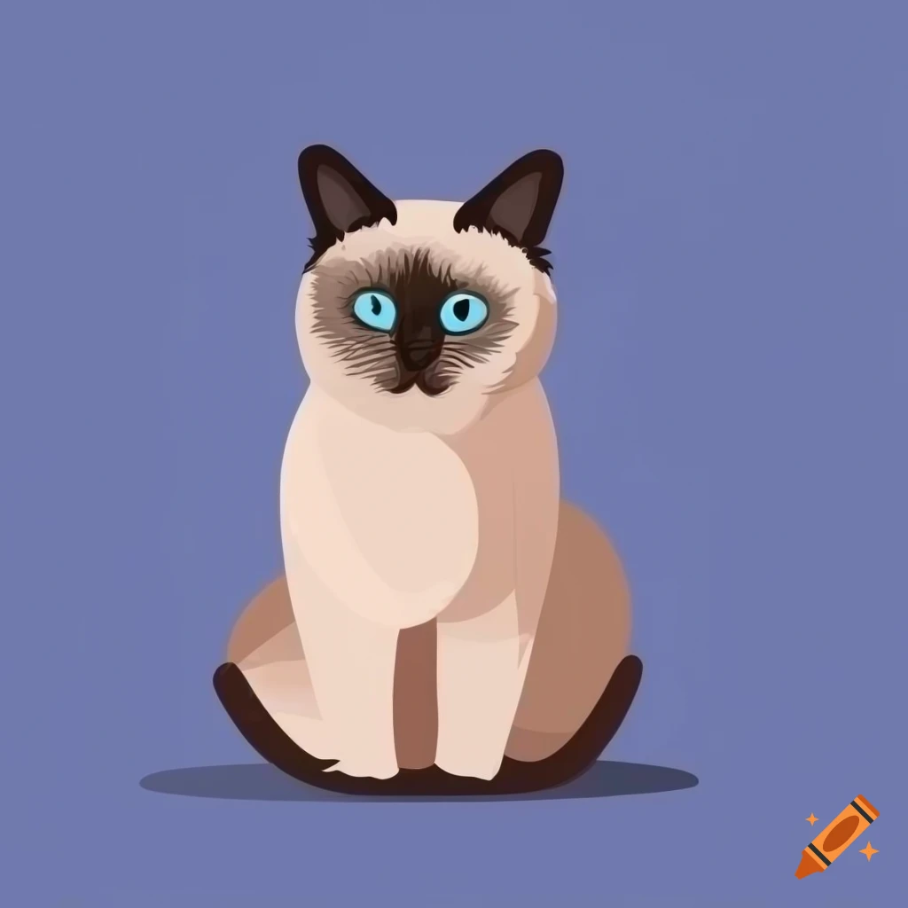 Fluffy blue-point Siamese cat in a playful pose on Craiyon