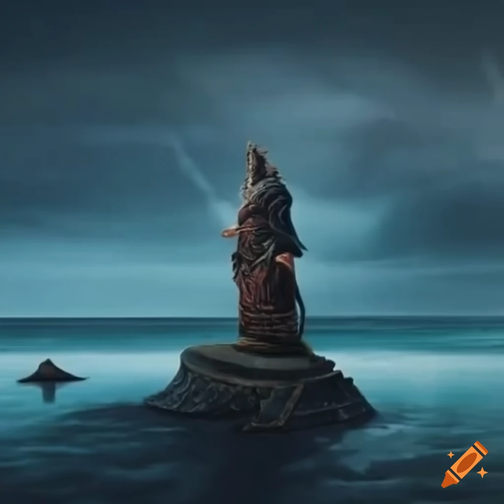 God creating land and sea in norse mythology on Craiyon