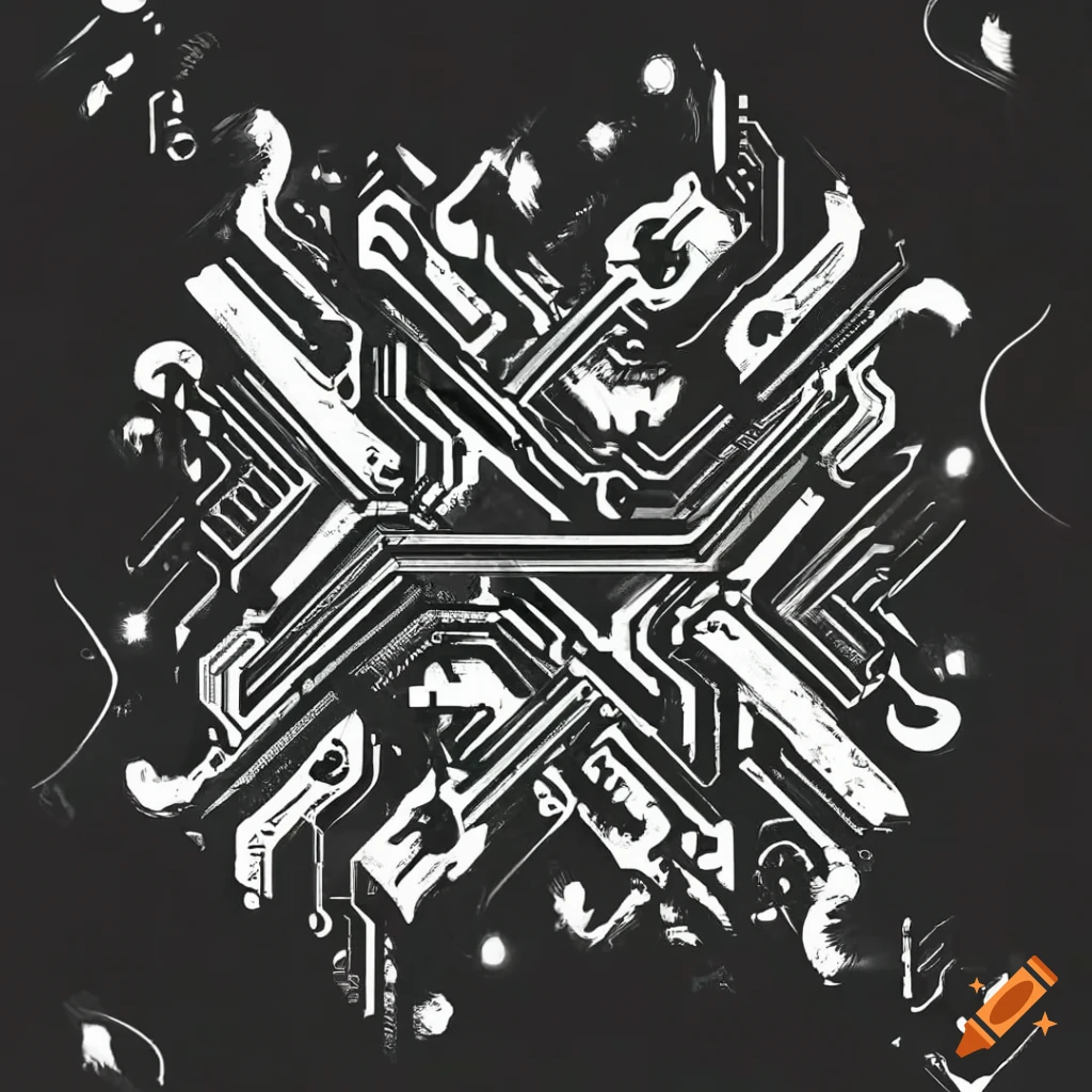 Cyberpunk tattoo design featuring circuit patterns and processors on ...