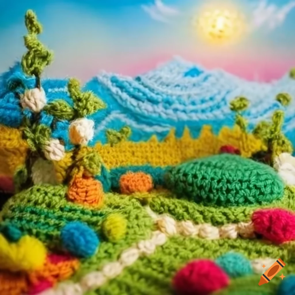 Crochet landscape diorama on Craiyon