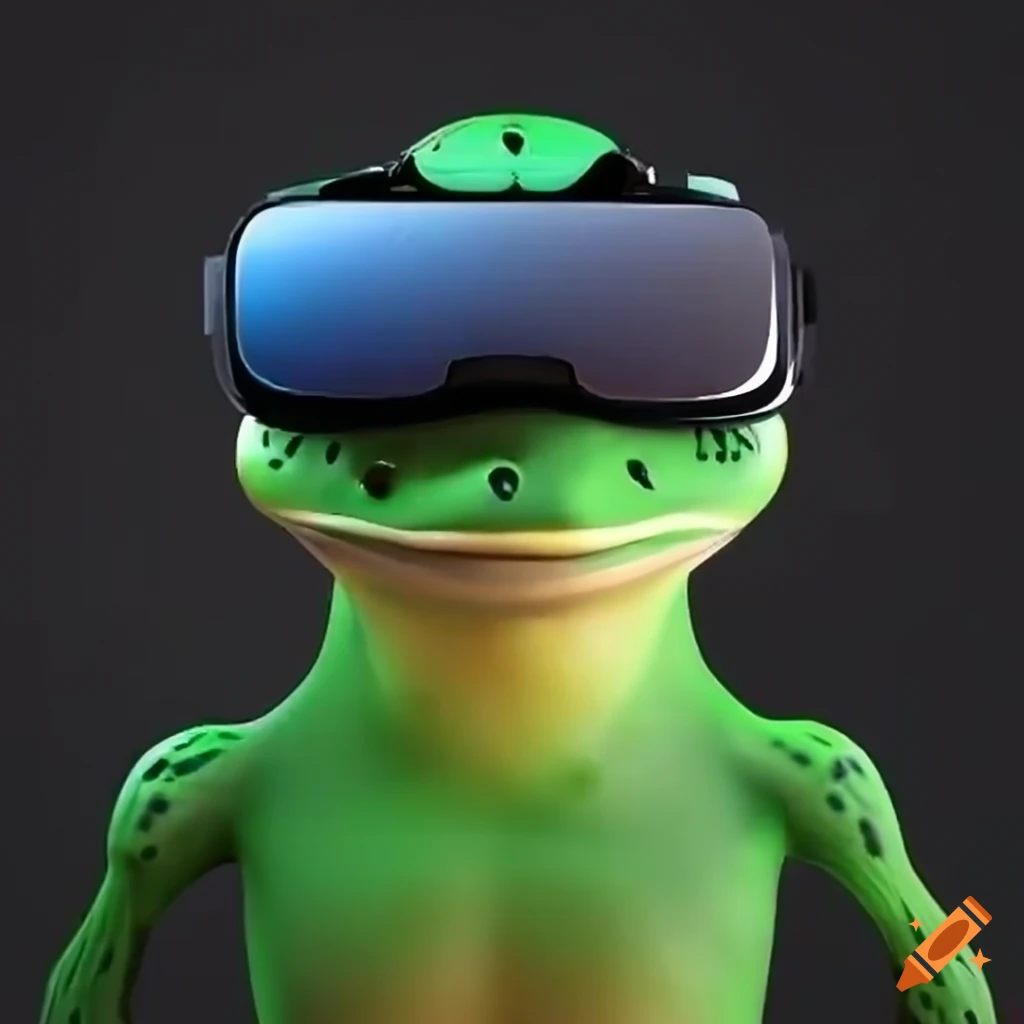 Frog wearing vr goggles on Craiyon
