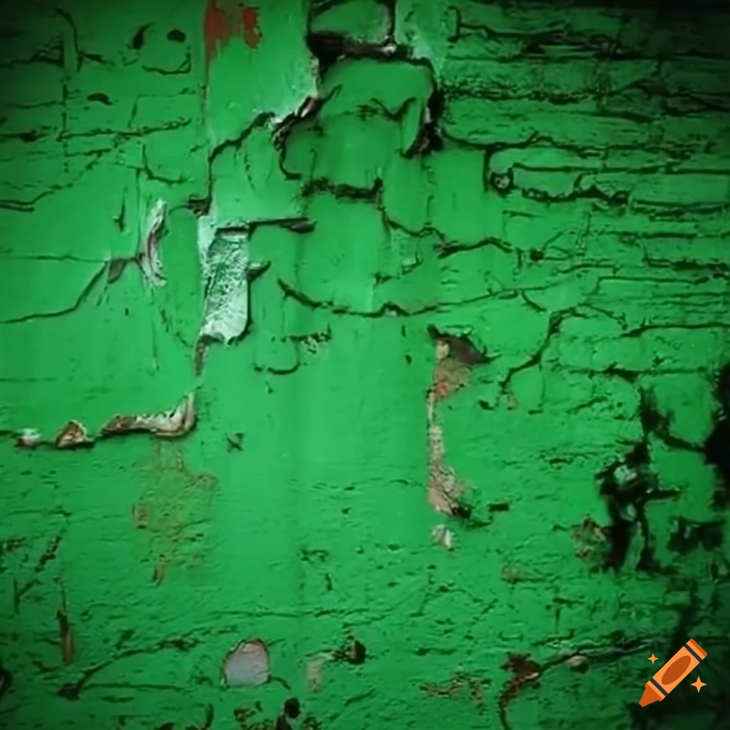 Dirty and disgusting wall in a dysfunctional green entrance on Craiyon