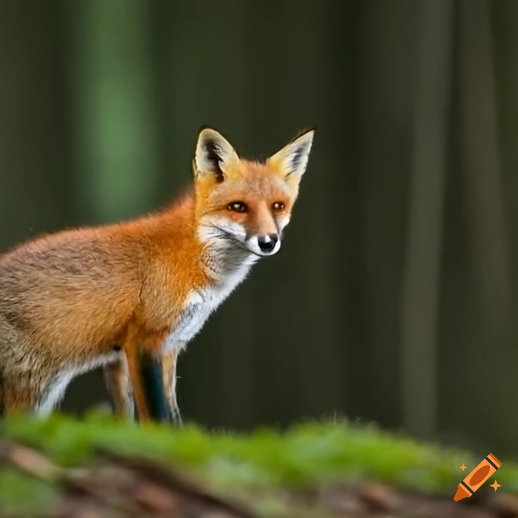 Small fox in the woods on Craiyon