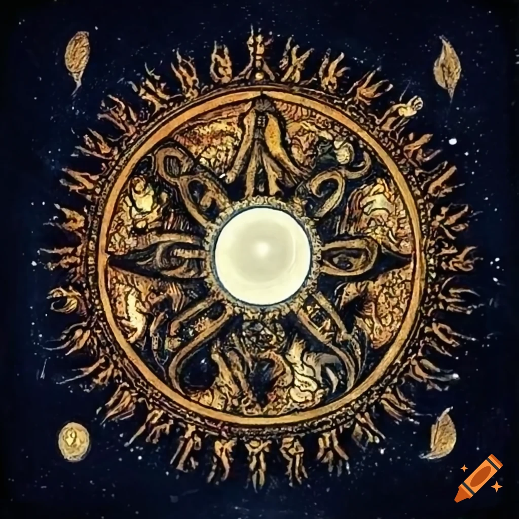 God creating the sun, moon, and stars in norse mythology on Craiyon