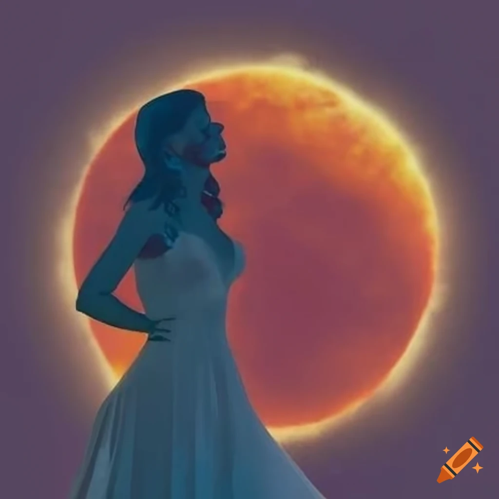 Solar enchantress in front of a solar eclipse on Craiyon