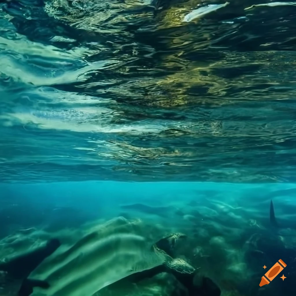 Split screen view of a stream in British Columbia above and underwater ...