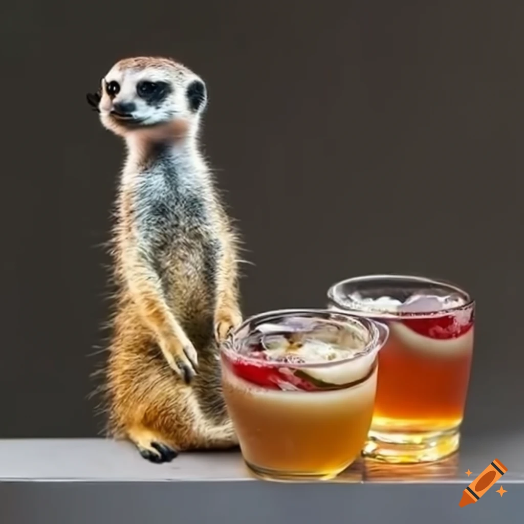 Playful meerkat serving drinks on Craiyon