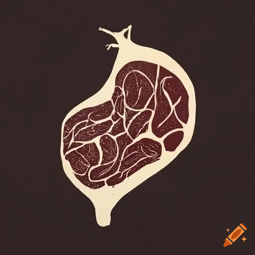 Surreal abstract shapes created with meat linocut and woodcut ...