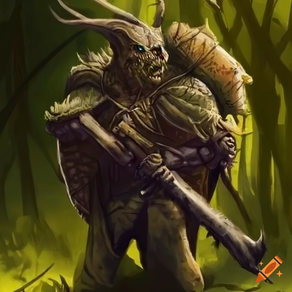 Mutant insect commander leading army in a forest on Craiyon